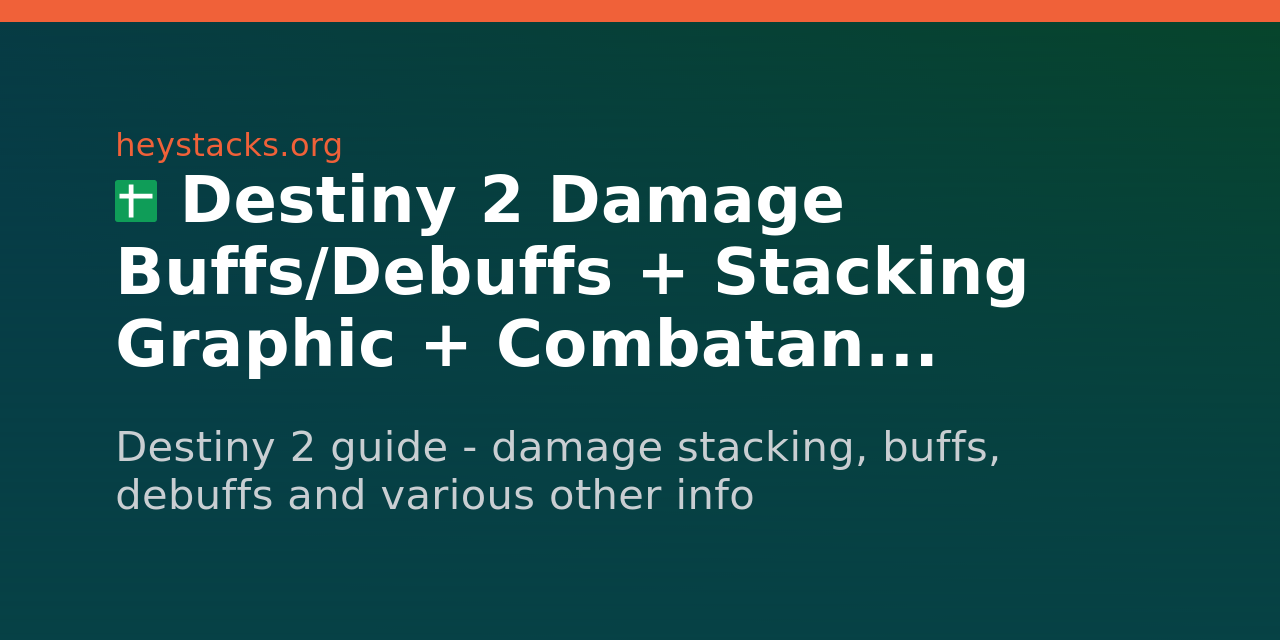 Destiny 2 Damage Buffs/Debuffs + Stacking Graphic + Combatant Types ...