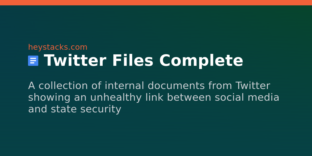 Twitter Files Complete - Heystack
