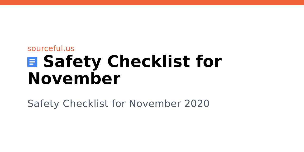 Safety Checklist for November - Heystack