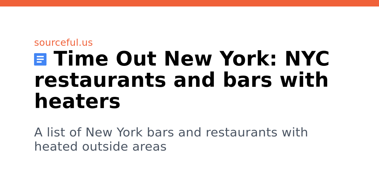 Time Out New York: NYC restaurants and bars with heaters - Heystack
