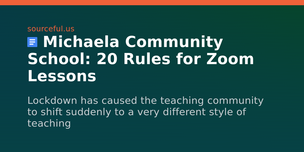Michaela Community School: 20 Rules for Zoom Lessons - Heystack